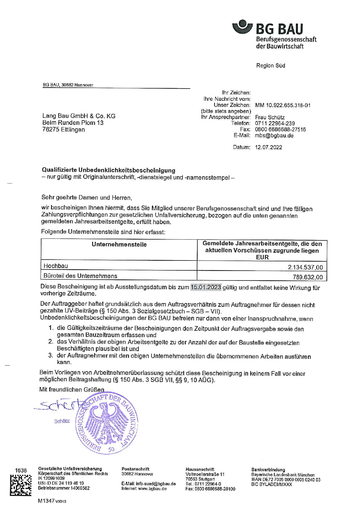 Bg Bau Schreiben Ignorieren